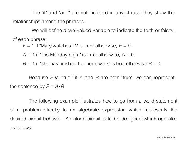 Applications of boolean algebra minterm and maxterm expansions