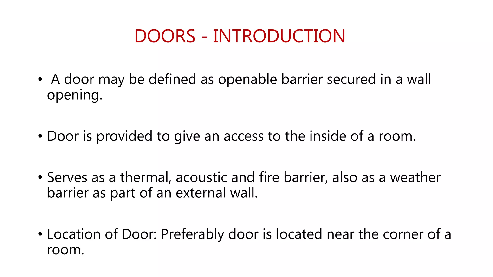 Details of Door and windows | PPTX