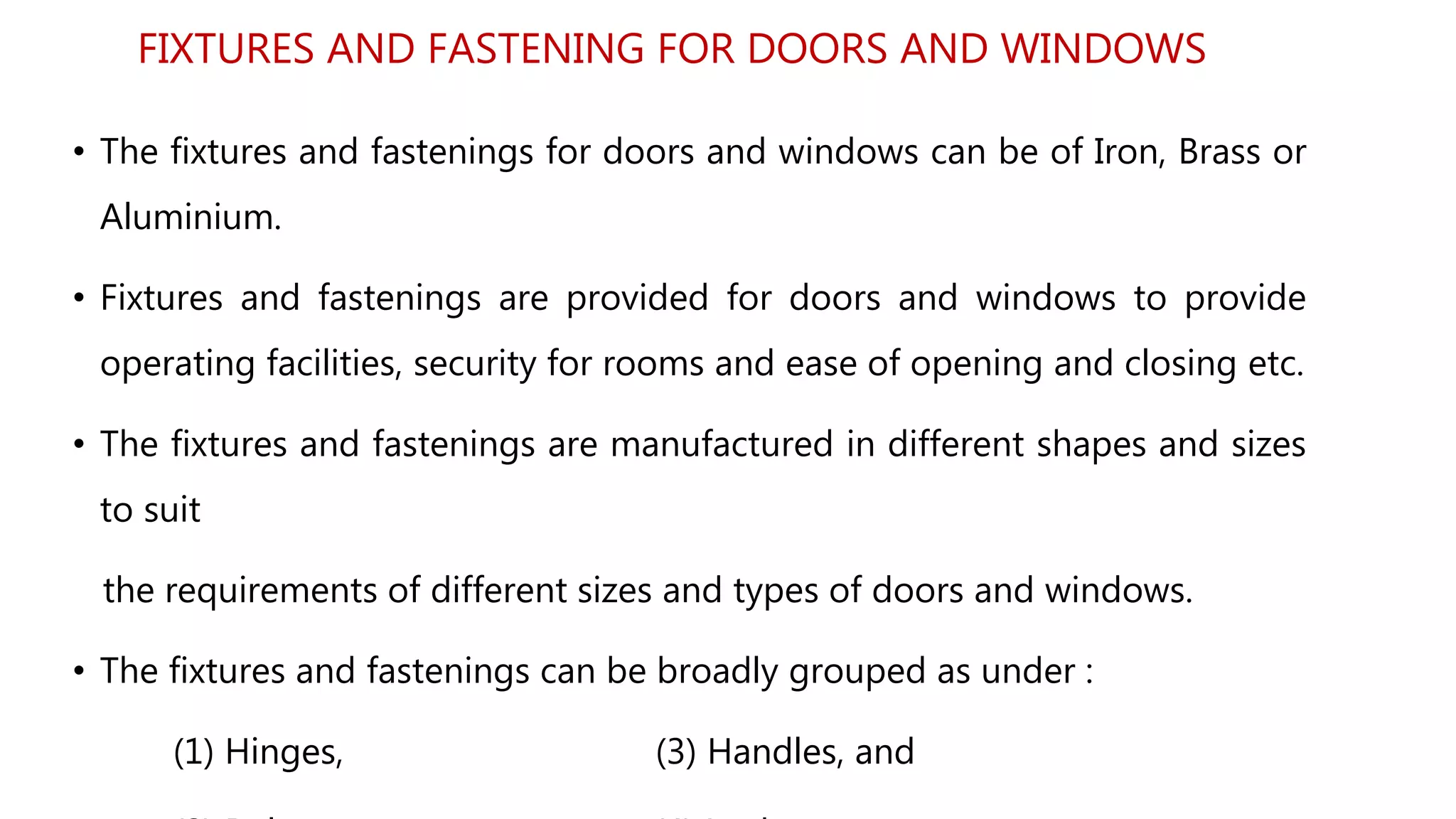Details of Door and windows | PPTX