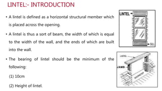 Details of lintels | PPTX
