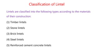 Details of lintels | PPTX
