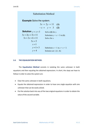 4 ESO Academics - UNIT 05 - SYSTEMS OF EQUATIONS AND INEQUATIONS. | PDF