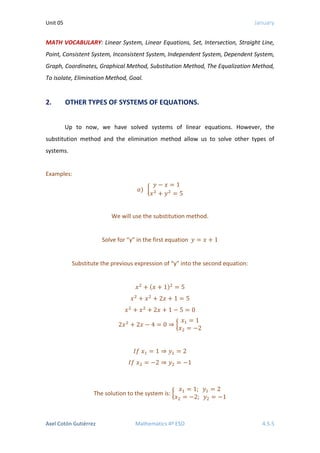 4 ESO Academics - UNIT 05 - SYSTEMS OF EQUATIONS AND INEQUATIONS. | PDF