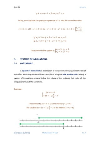 4 ESO Academics - UNIT 05 - SYSTEMS OF EQUATIONS AND INEQUATIONS. | PDF
