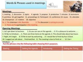 Unit 05 : Planning a Meeting | PPTX