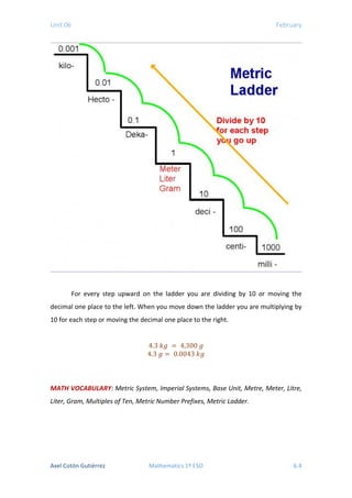 1 ESO - UNIT 06 - THE METRIC SYSTEM AND THE IMPERIAL UNITS | PDF