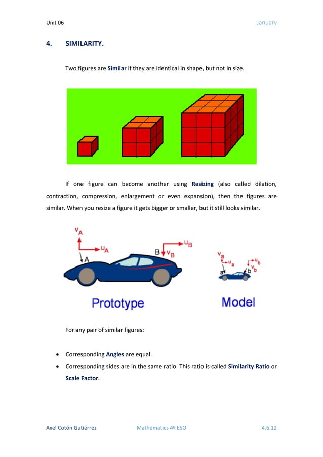 4 ESO Academics - UNIT 06 - AREAS AND VOLUMES. SIMILARITY. | PDF
