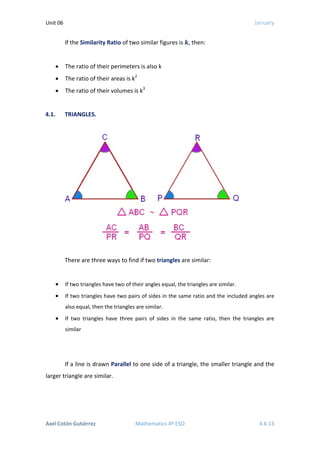 4 ESO Academics - UNIT 06 - AREAS AND VOLUMES. SIMILARITY. | PDF
