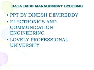 Concepts of Data Base Management Systems | PPT