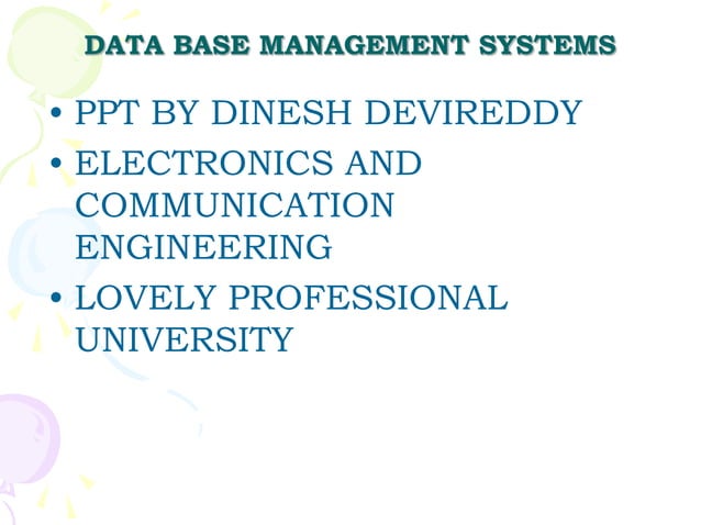 Concepts of Data Base Management Systems | PPT