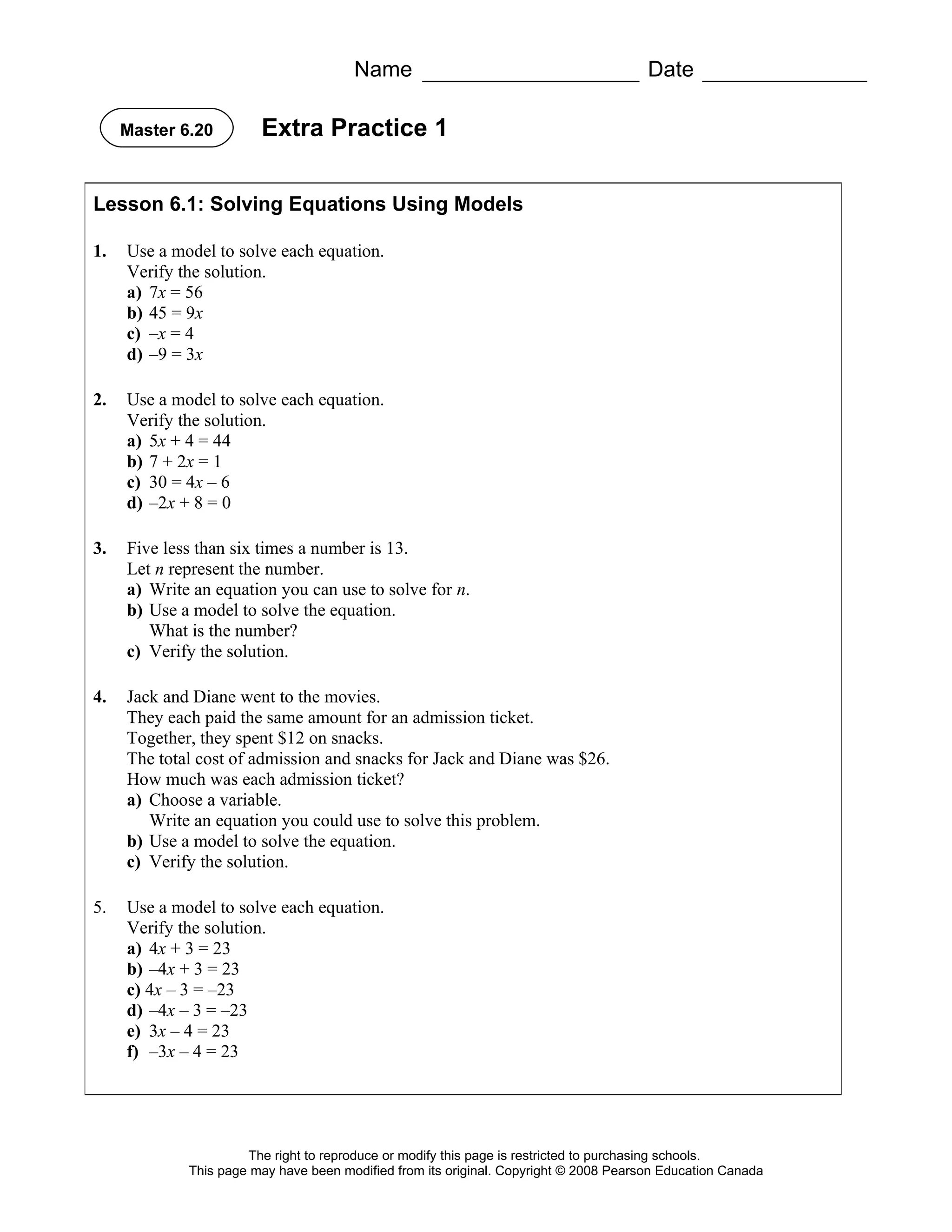Linear Equations and Graphing - Extra Practice | PDF