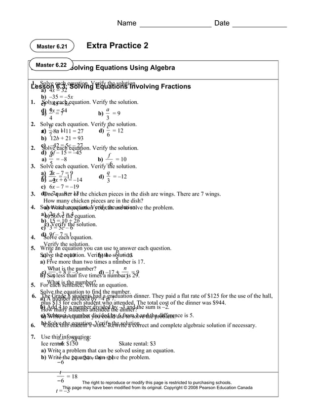 Linear Equations and Graphing - Extra Practice | PDF