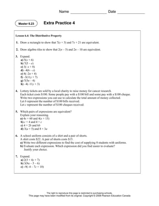 Linear Equations and Graphing - Extra Practice | PDF