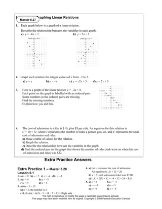 Linear Equations and Graphing - Extra Practice | PDF