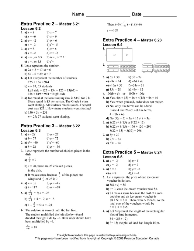 Linear Equations and Graphing - Extra Practice | PDF