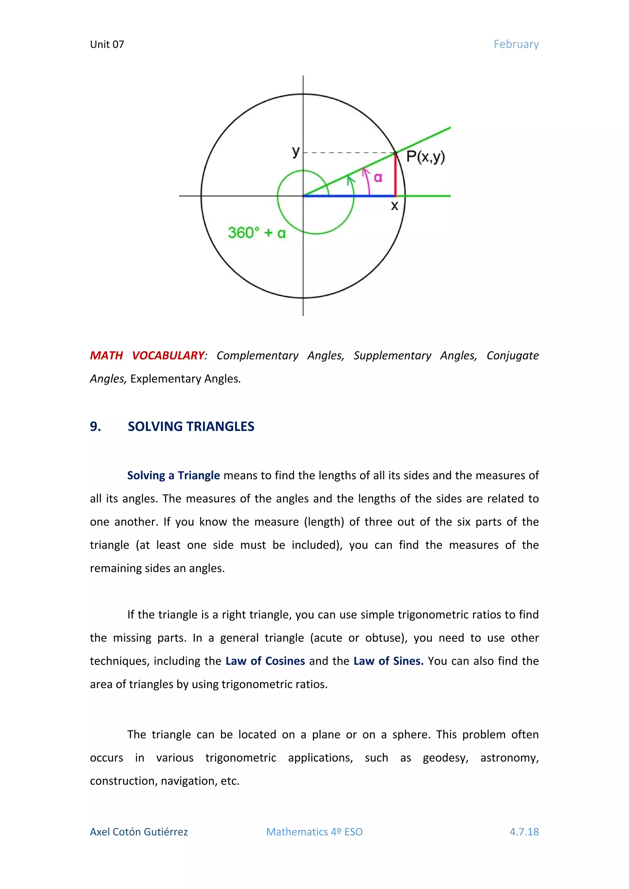 4 ESO Academics - UNIT 07 - TRIGONOMETRY. | PDF