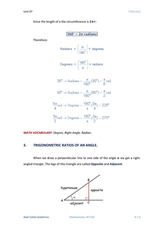 4 ESO Academics - UNIT 07 - TRIGONOMETRY. | PDF