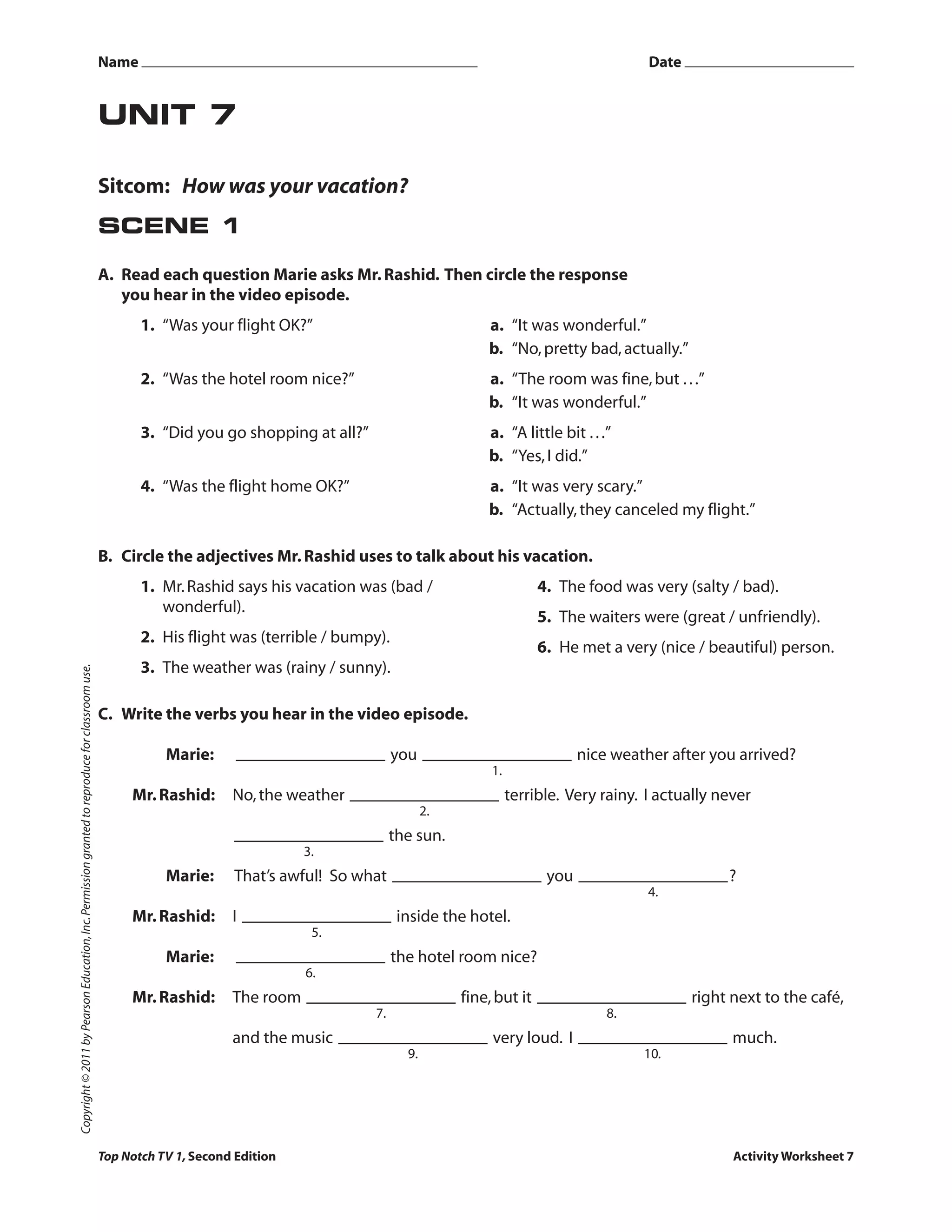 Unit 07 tv_activity_worksheets | PDF