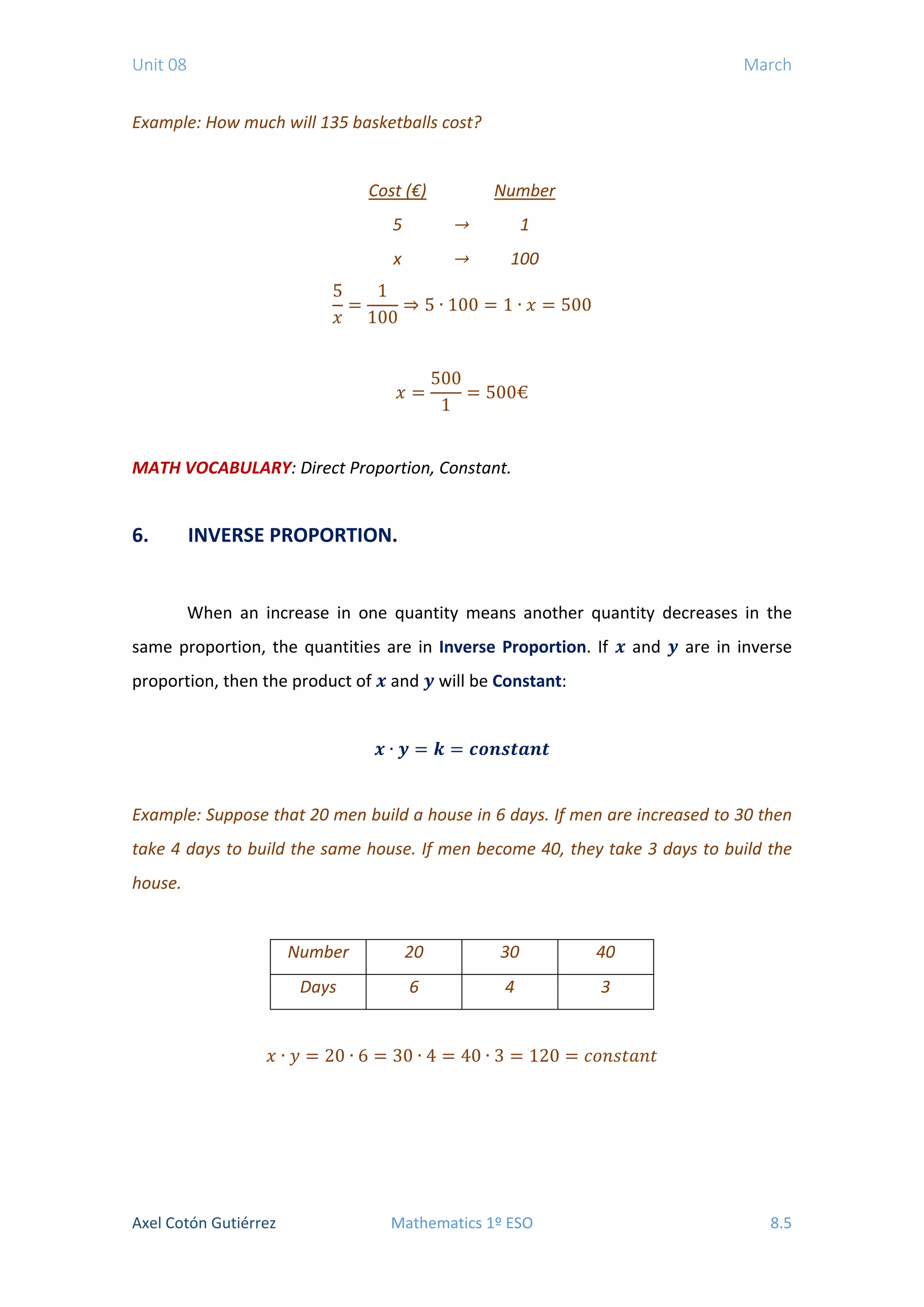 1 ESO - UNIT 08 - PERCENTAGES. PROPORTIONALITY. | PDF
