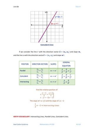 4 ESO Academics - UNIT 08 - VECTORS AND LINES. | PDF