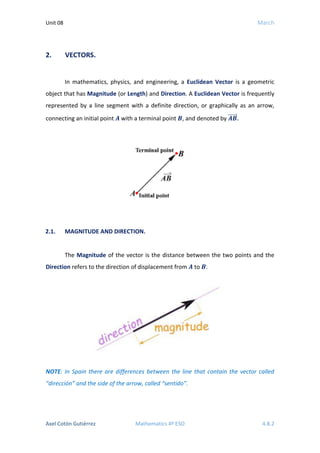 4 ESO Academics - UNIT 08 - VECTORS AND LINES. | PDF | Physics | Science