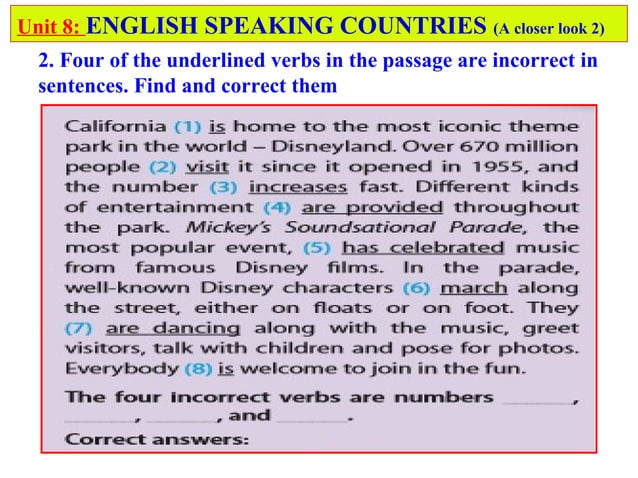 Unit 08 english speaking countries lesson 3 a closer look 2 | PPT