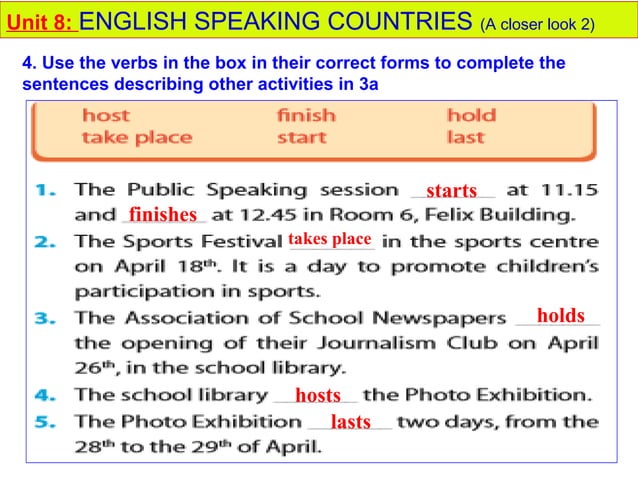 Unit 08 english speaking countries lesson 3 a closer look 2 | PPT