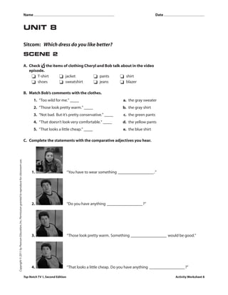 Unit 08 tv_activity_worksheets | PDF