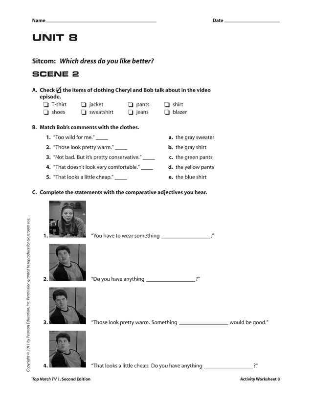 Unit 08 tv_activity_worksheets | PDF