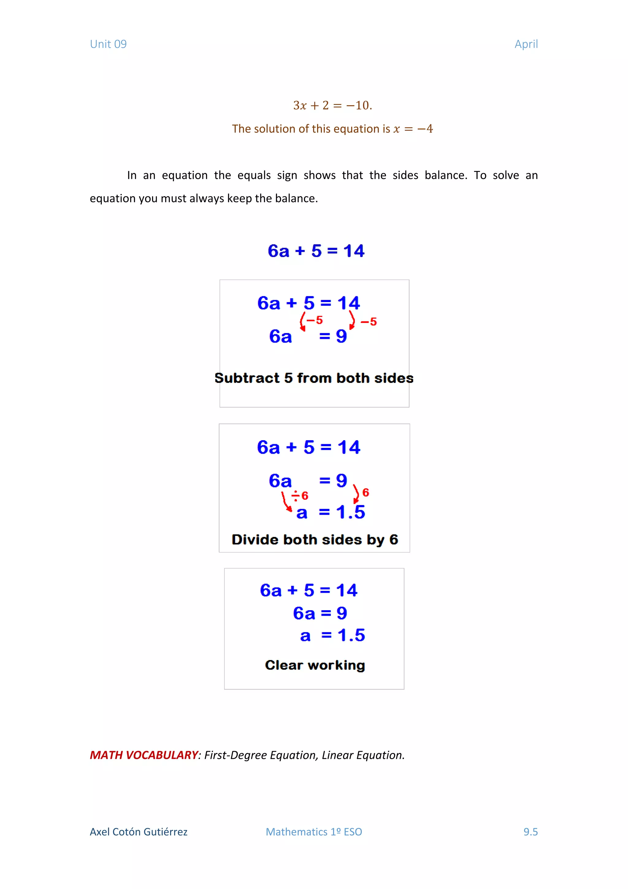 1 ESO - UNIT 09 - ALGEBRA. | PDF