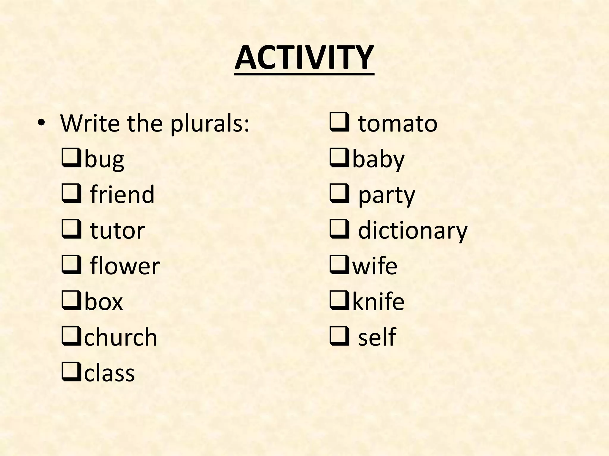 UNIT 0_PLURALS | PPT