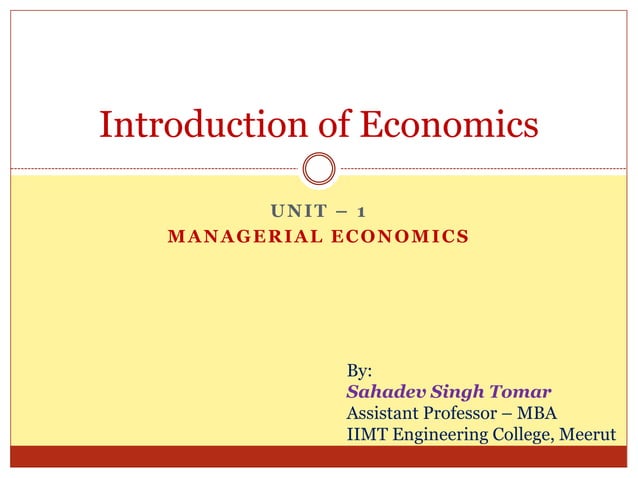 UNIT 1 - 01 Introduction of Economics (1).pptx | Business | Business ...
