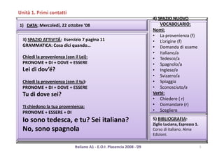 Unità 1. Livello NB1-A1 | PDF