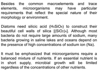 Microbial nutrient requirements | PPT