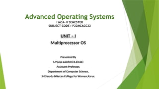 Advanced Operating Systems- Multiprocessor OS | PPTX