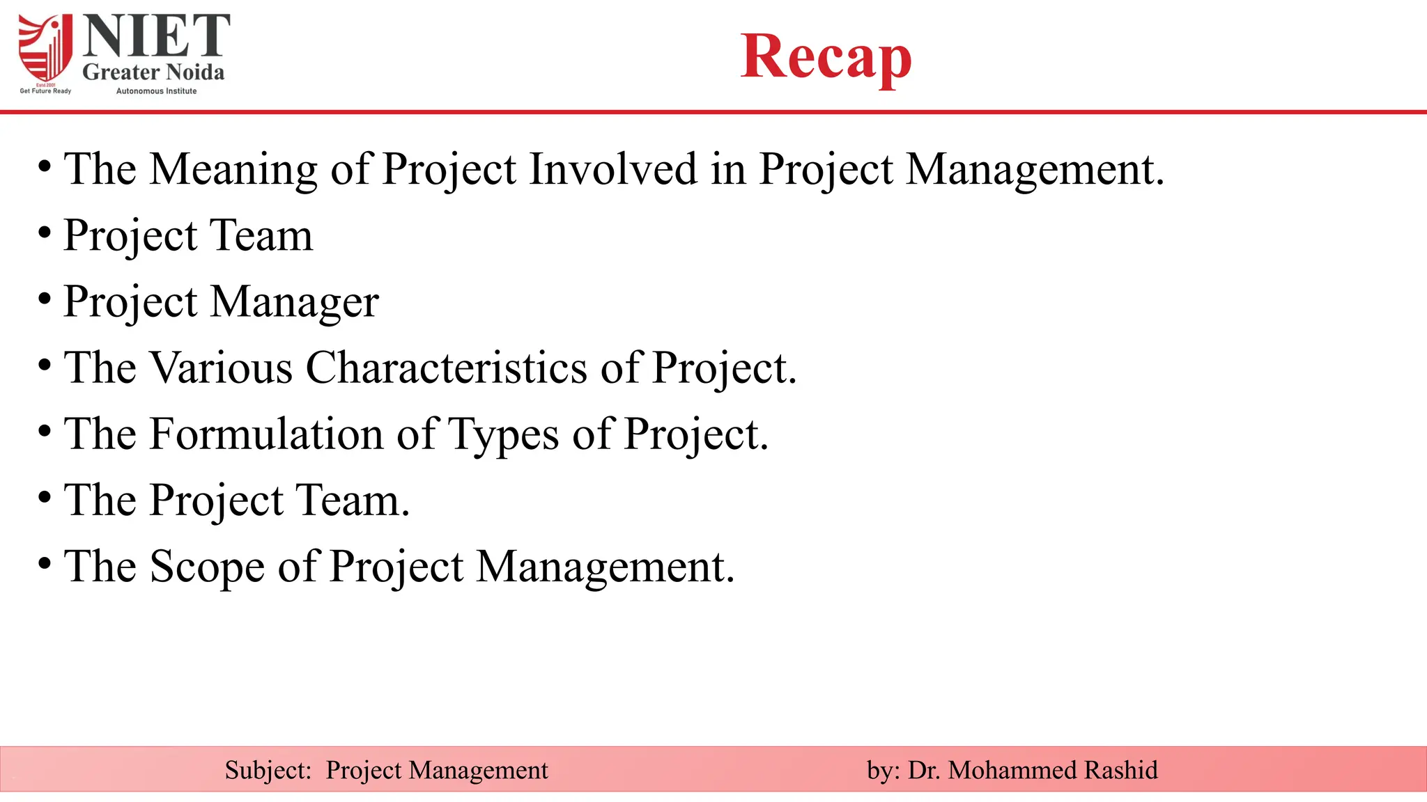Unit 1-1.pptx on project management semester 7 | PPTX