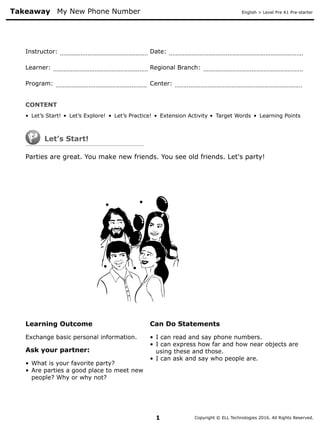 Unit 1 10 my new phone number | PDF
