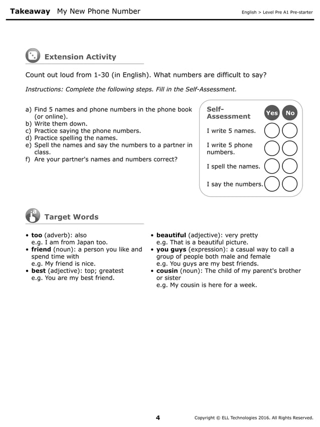 Unit 1 10 my new phone number | PDF