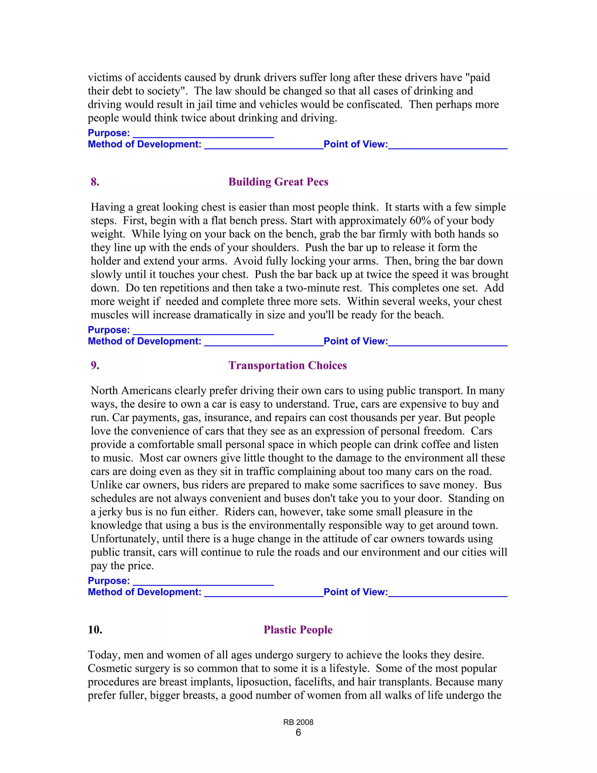 Unit 1.2 methods of development with paragraphs and exercises | PDF