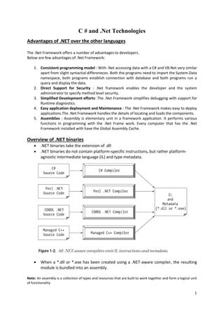 C# Unit 1 notes | DOCX