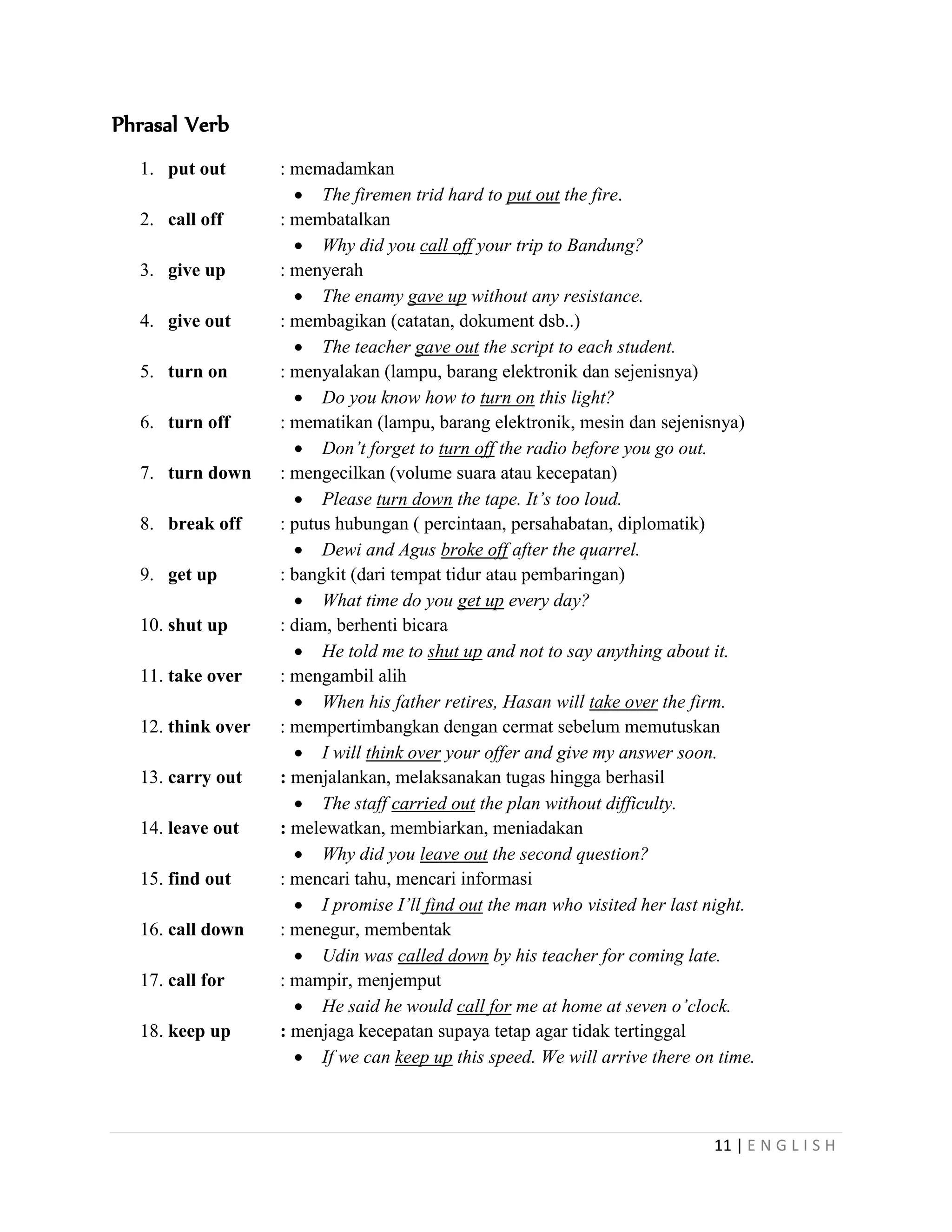 Macam-macam Expressing dan Phrasal Verbs | DOCX | Awards Shows | Events