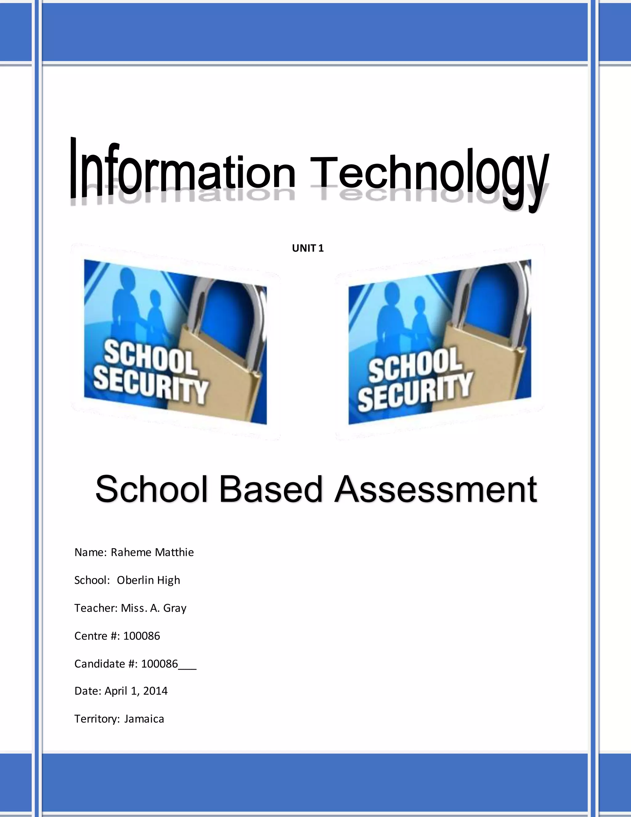 CAPE Information Technology Unit 1 - Sample SBA | DOCX