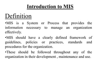 Management information system Unit 1 | PDF