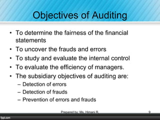 Principles & practices of auditing | PPTX