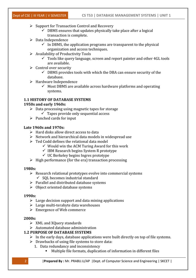 Introduction To Dbms And Sql Overview Pdf Databases Computer Software And Applications