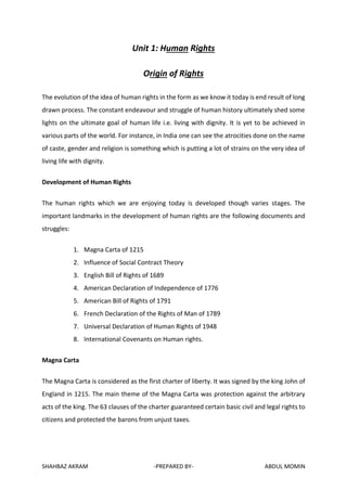 Human rights: Concepts, Origin, sources and ideological foundation pdf ...