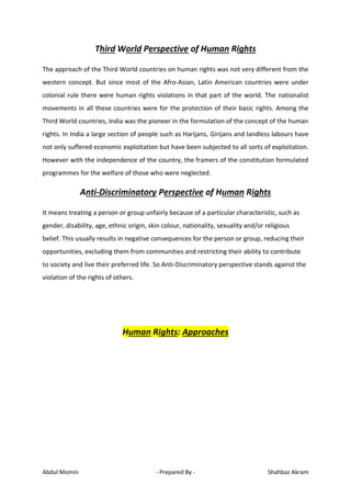 Human Rights: perspective, approaches and classification | PDF