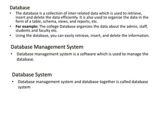 Unit1 DBMS Introduction | PPTX