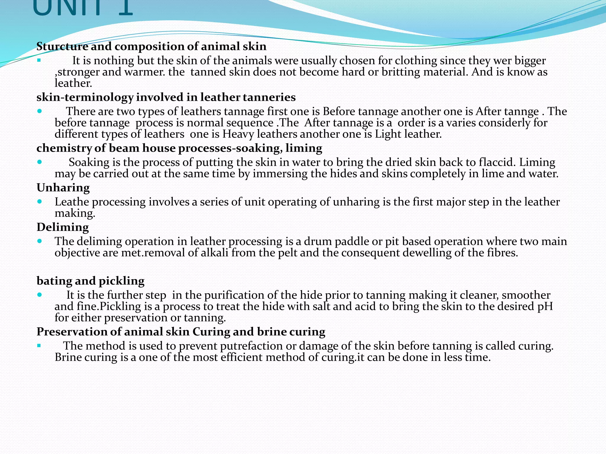 Unit 1- Introduction of Tanning | PPTX