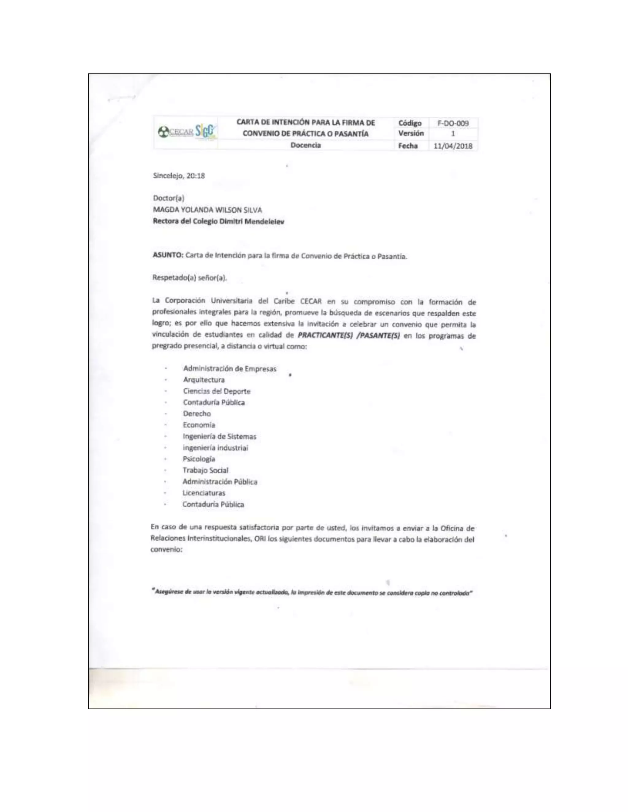 Official presented letters signed by the principal | PDF